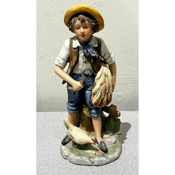 Homco | Accents | Vintage Porcelain Farm Boy Chicken Sculpture Hand ...